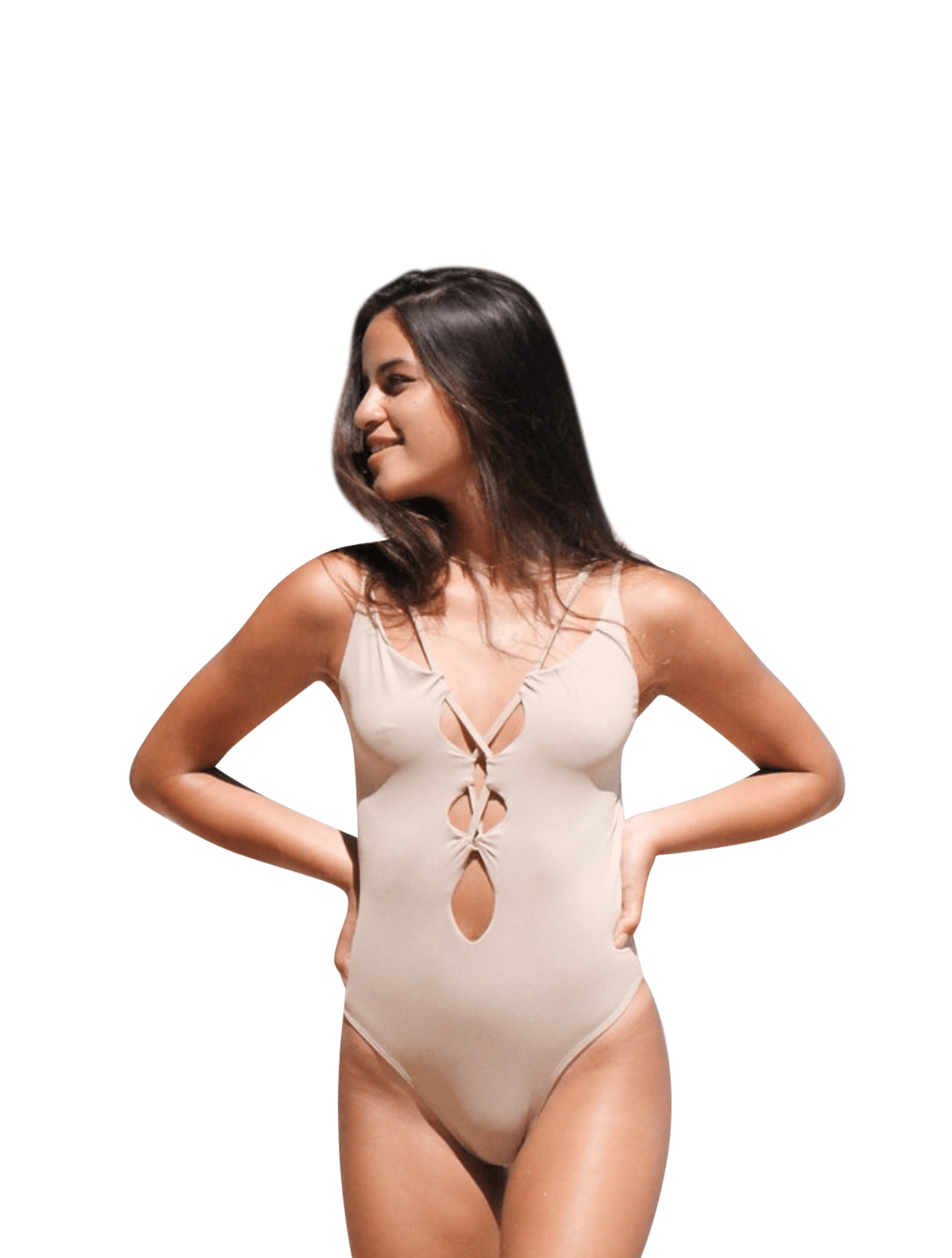 Leena lace up one piece in nude – Dylee & Lylee